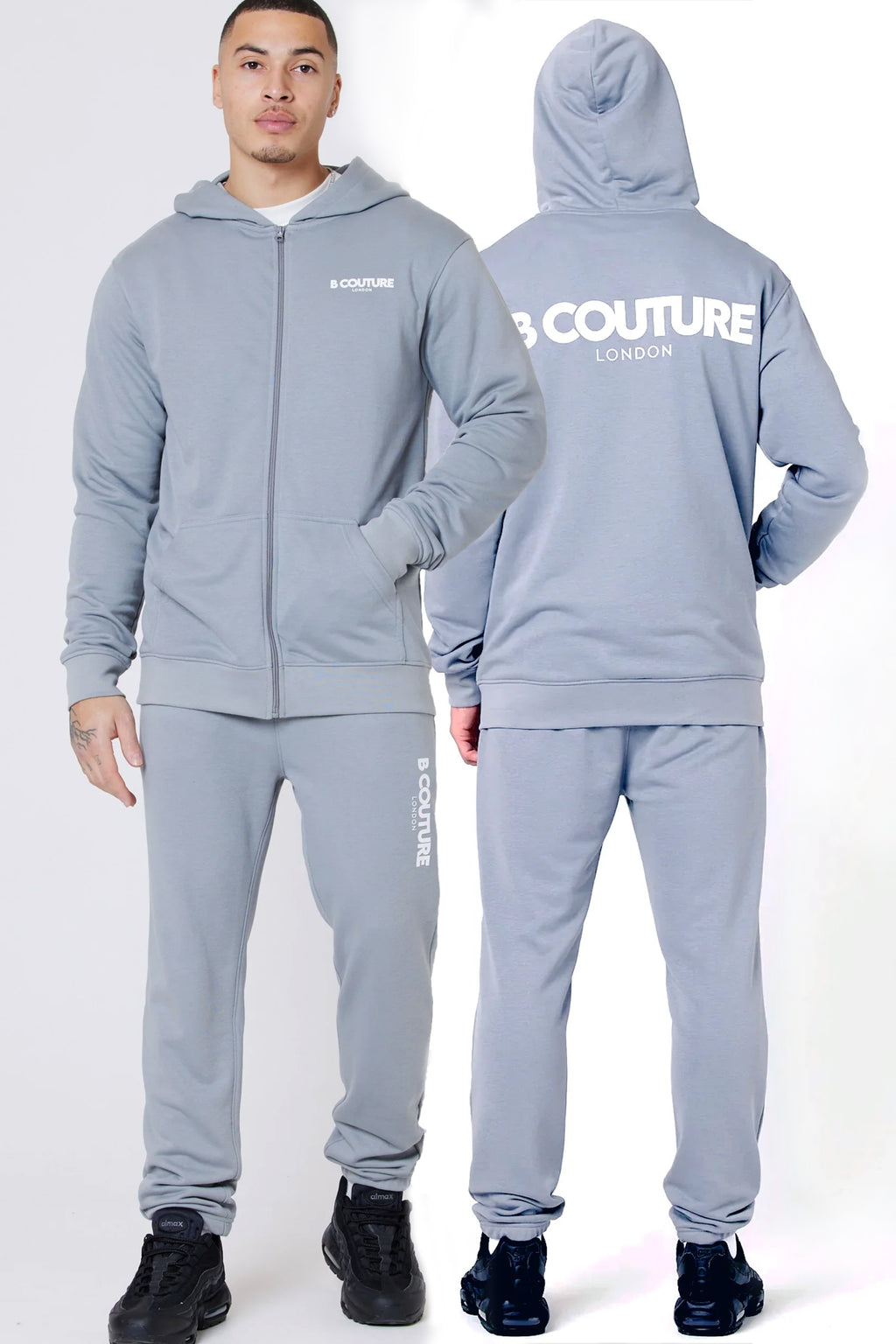 Men's Grey Tracksuit, Zip Hoodie & Jogger Set – B Couture