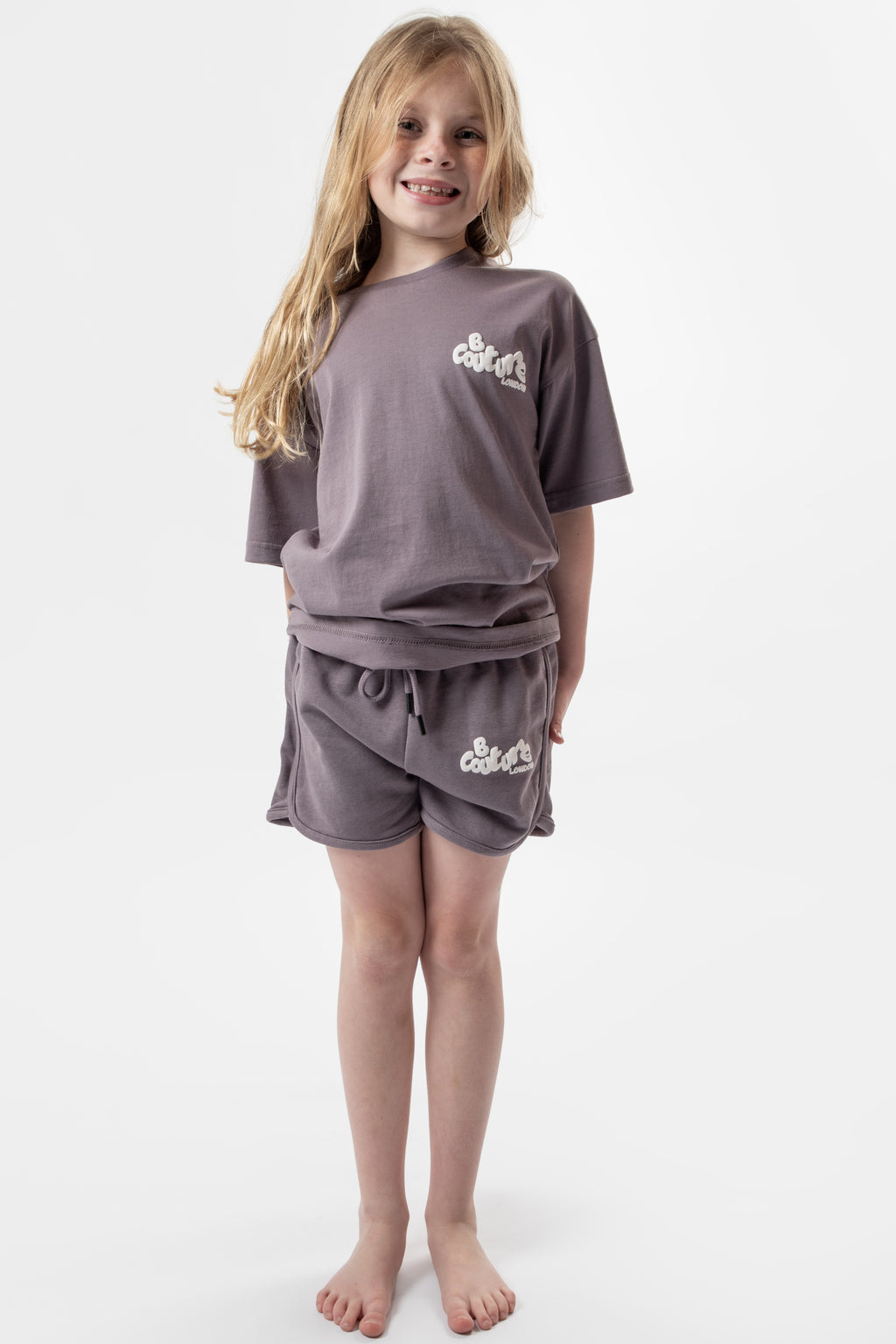 Kids T-Shirt & Shorts Set, Summer Co-ord In Purple – B Couture