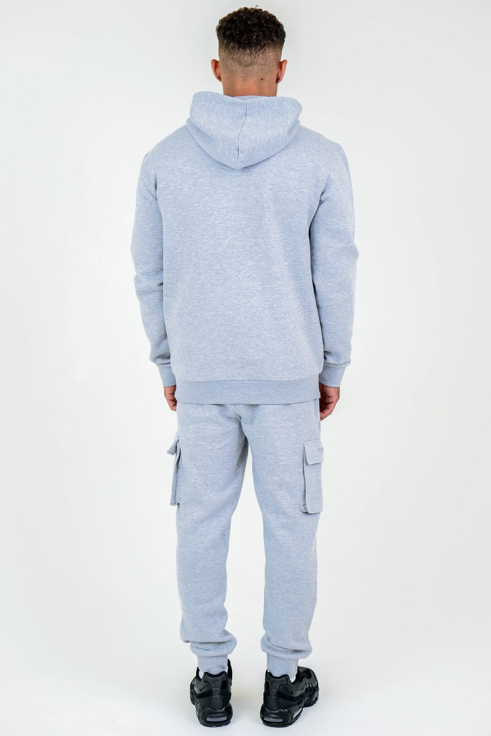 Mens Full Tracksuit Set, Fleece Hoodie & Cargo Joggers, In Grey Marl ...