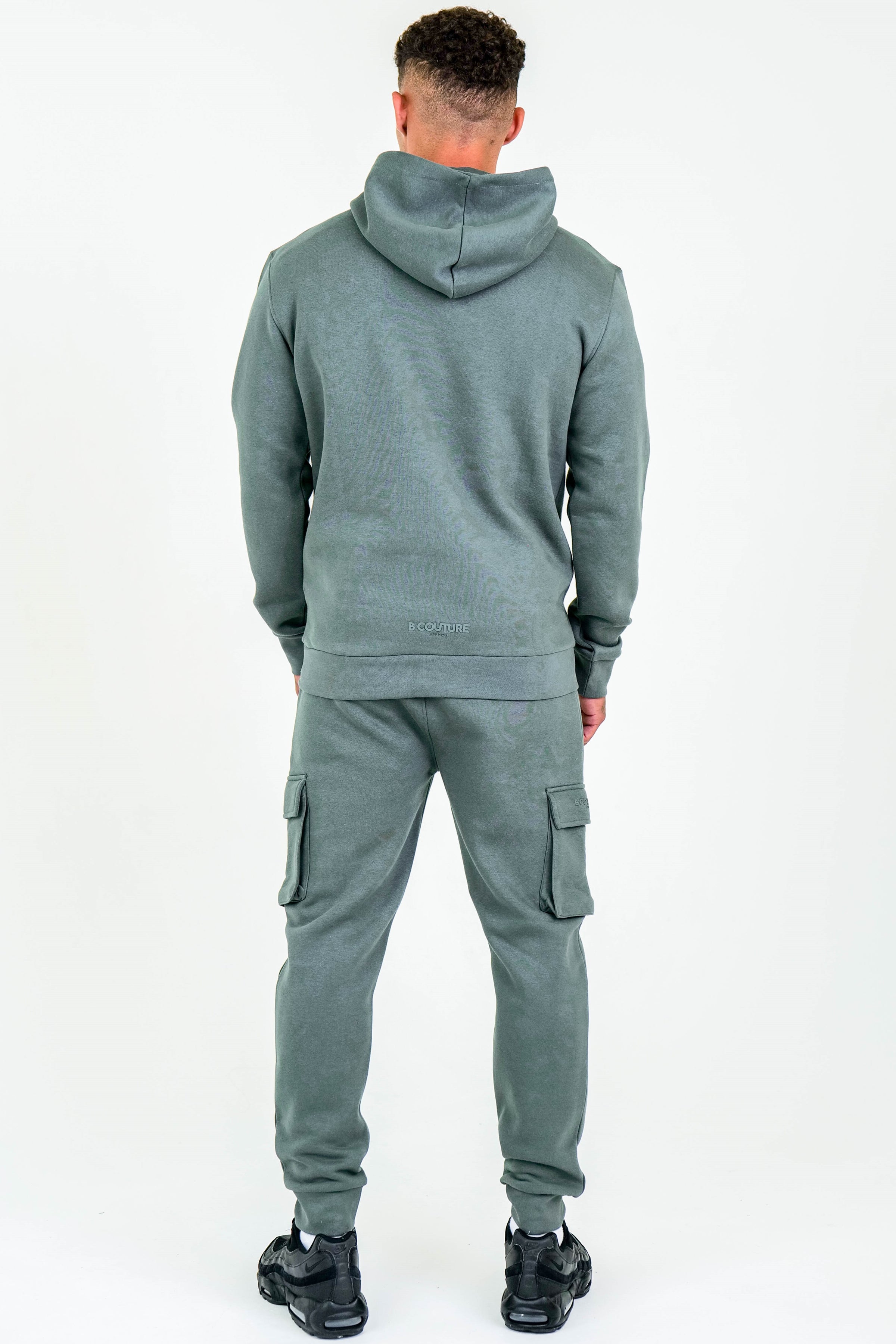 Mens Full Tracksuit Set, Fleece Hoodie & Cargo Joggers, In Gun Metal ...